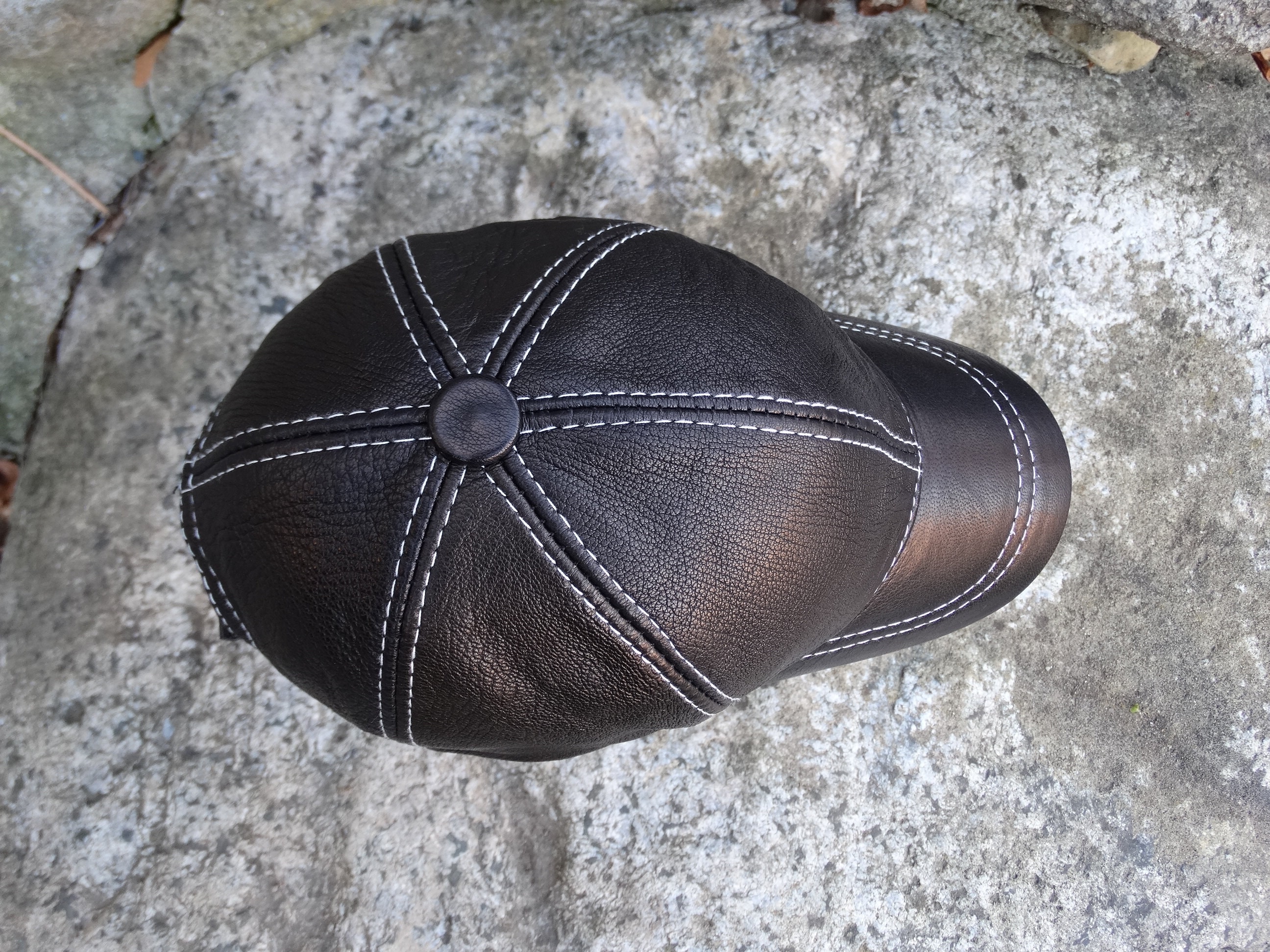 Gorgeous 100% Leather Real Black Baseball Cap Leather Mens Hat Sizes S ...