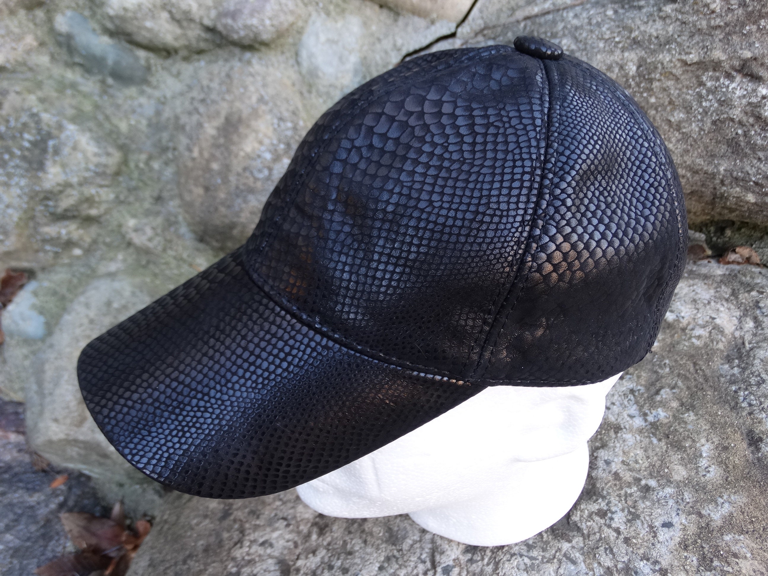 Gorgeous 100% Leather Real Black Baseball Cap Leather Mens Hat | Etsy