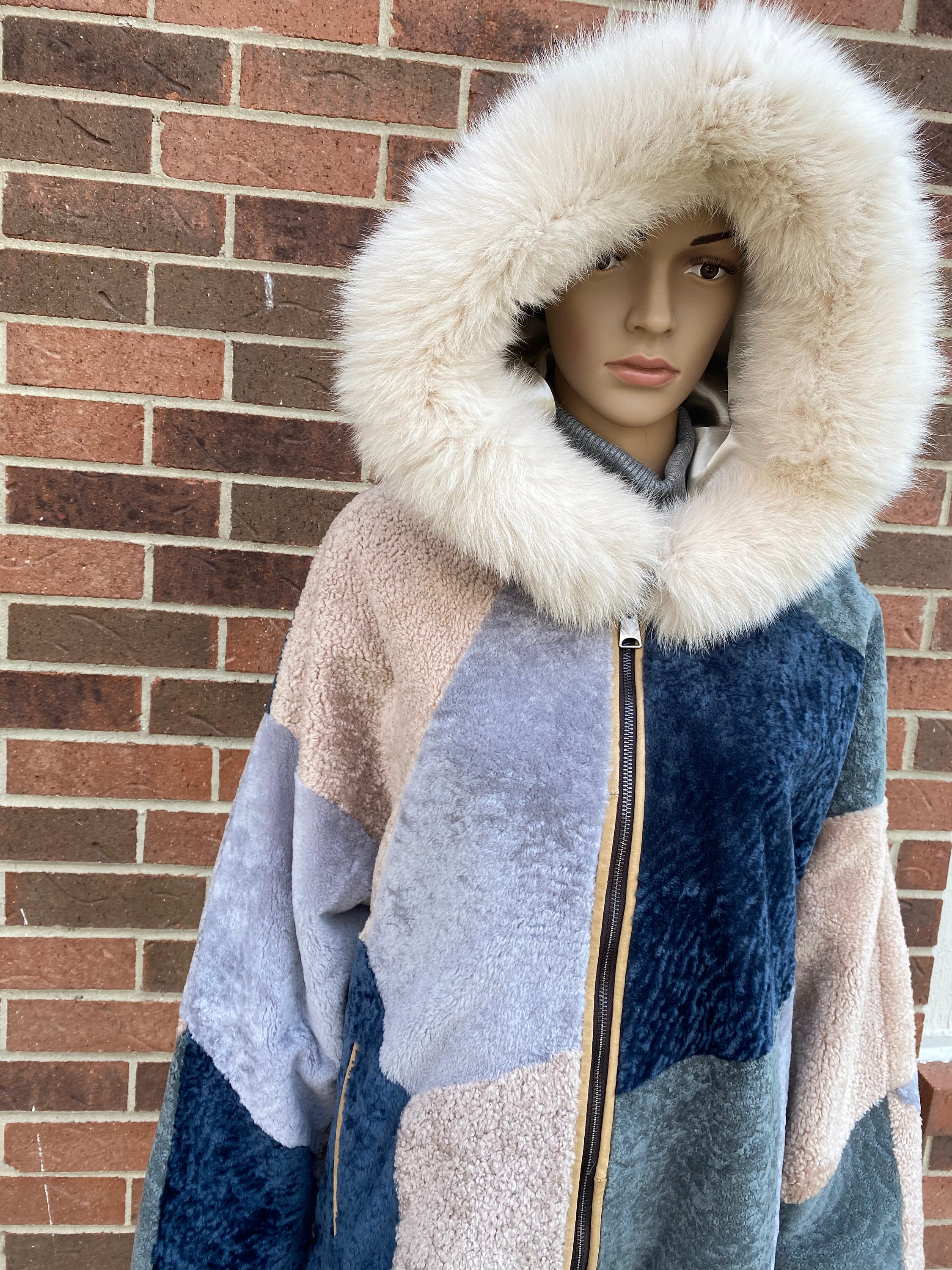 Luxurious Real Astrakhan Karakul Fur Hooded Winter Warm Cute Fancy Lady ...