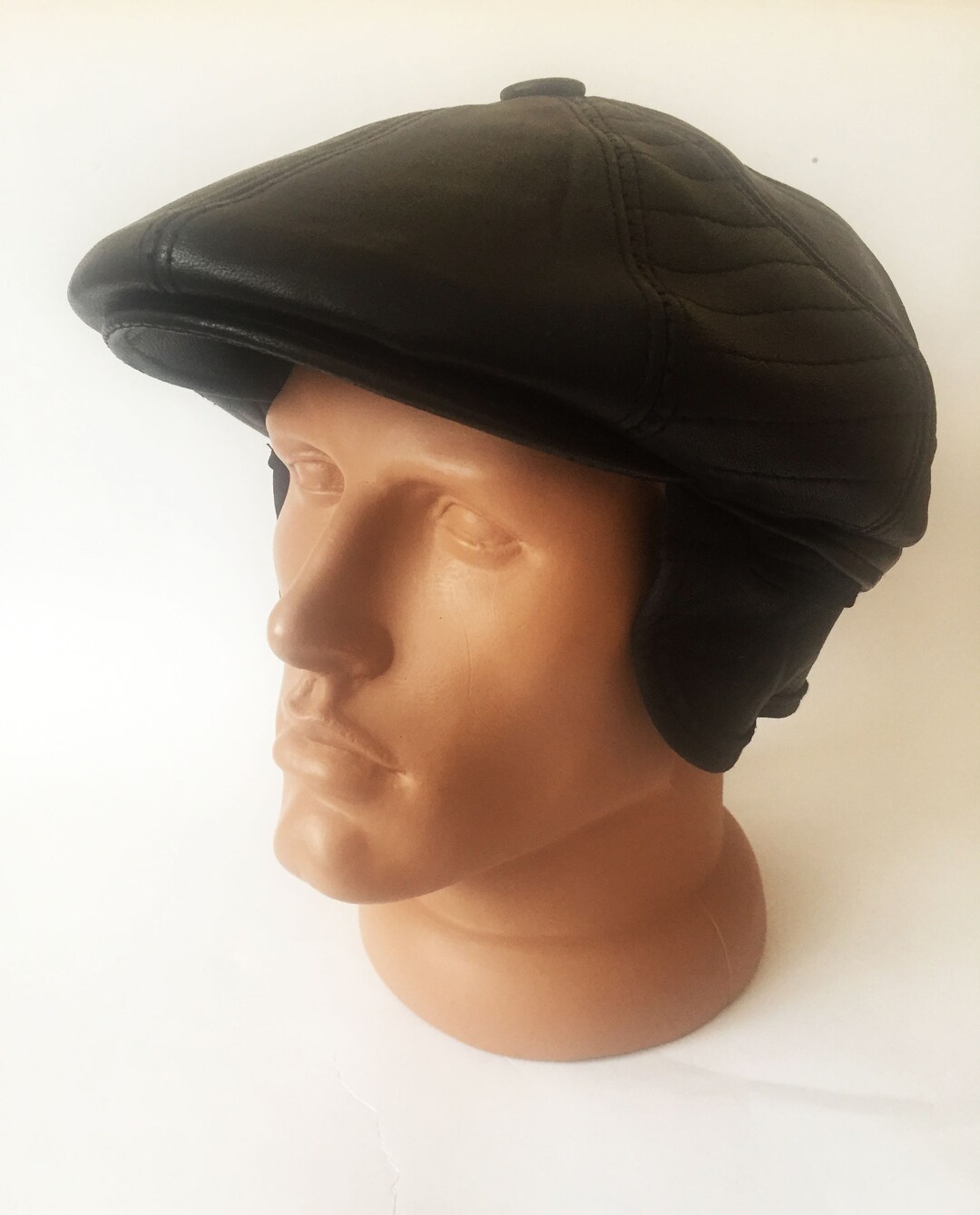 Gorgeous 100% Leather Real Black Leather Cap Ear Close Hat Sizes M L - Etsy