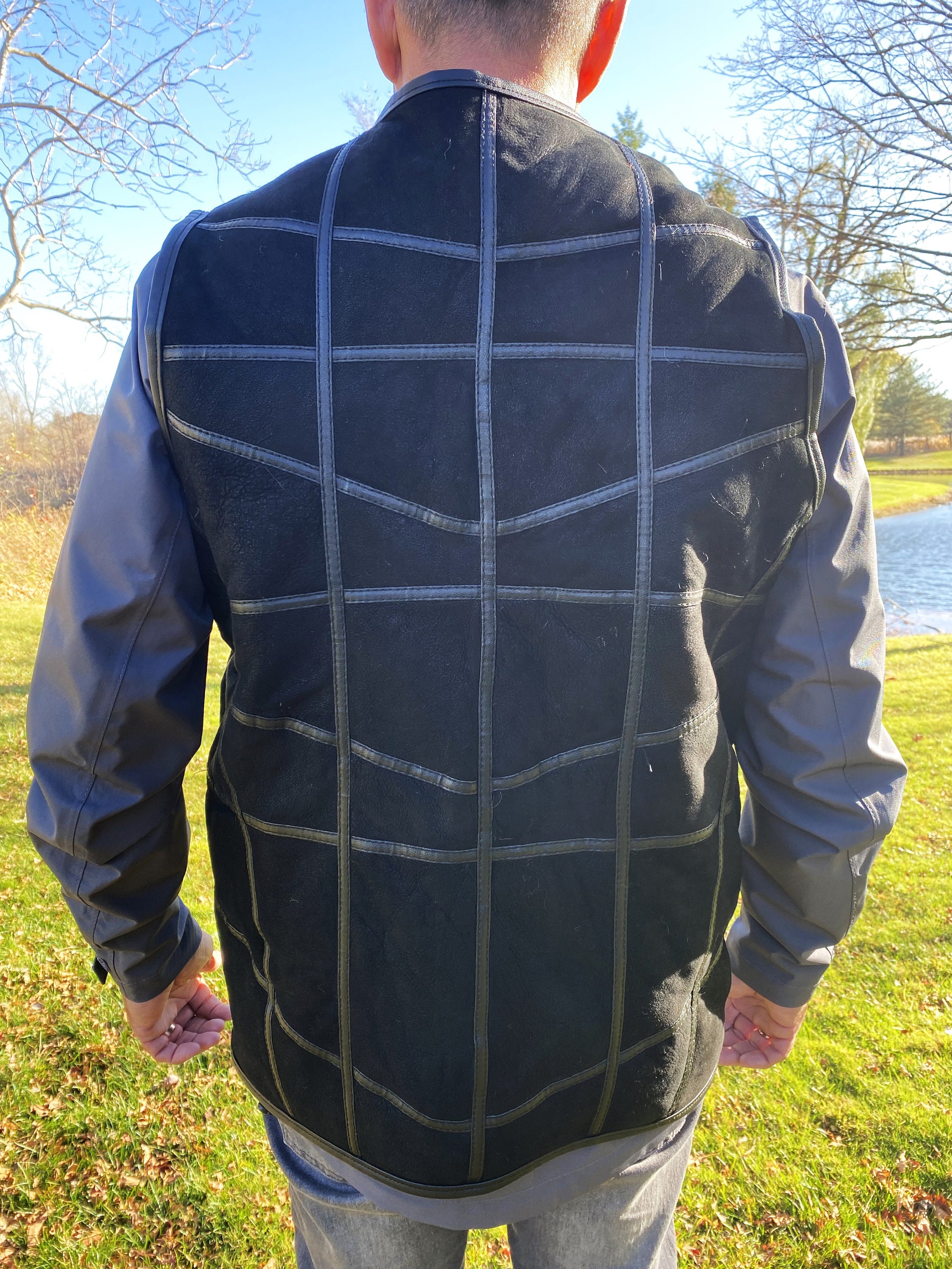 Shearling Sheepskin Vest Black Leather Vest Turkish Made Mens - Etsy