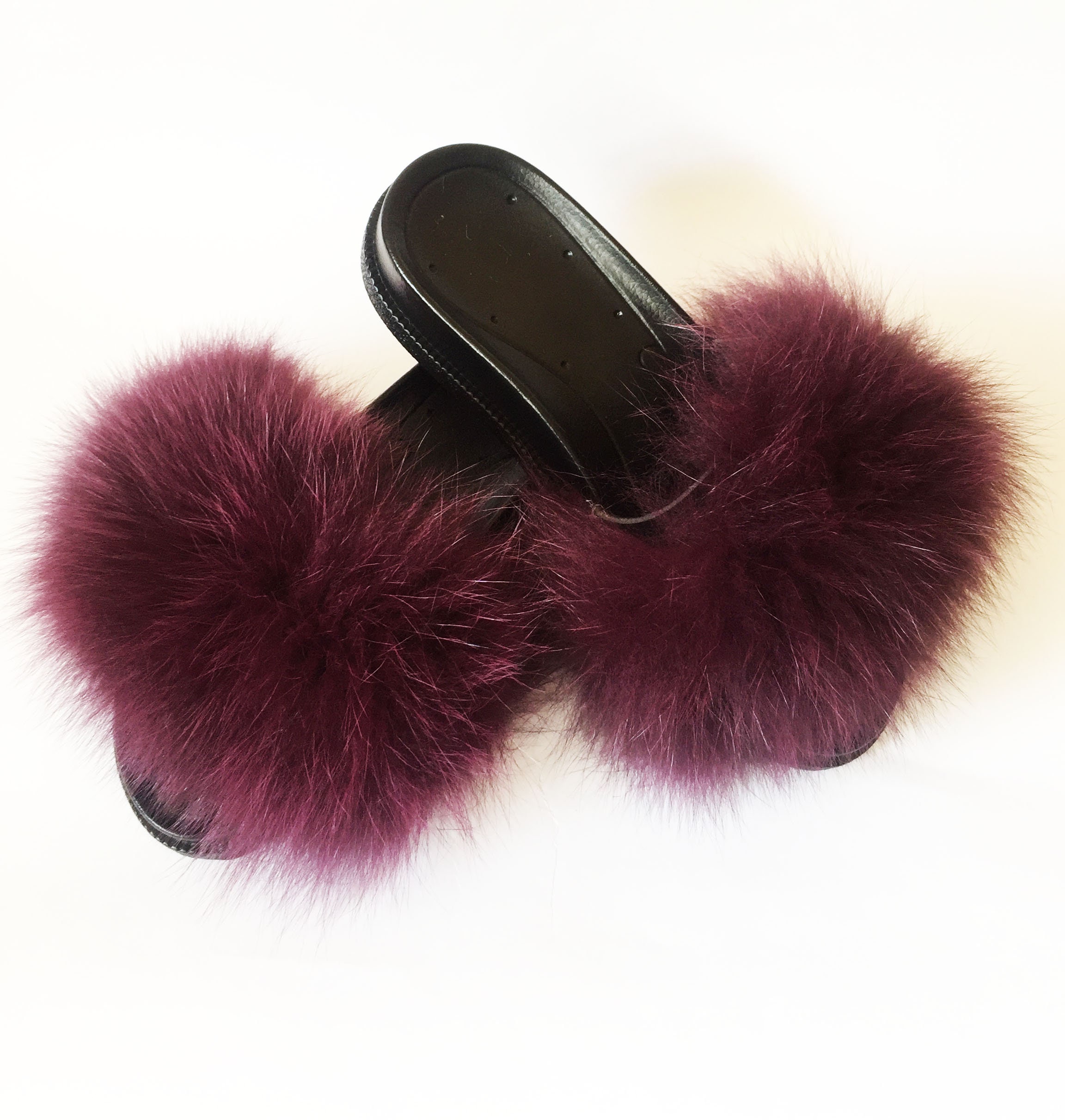 Genuine Fur Slippers Real Arctic Fox Fur Slippers Soft Fur Sandals ...