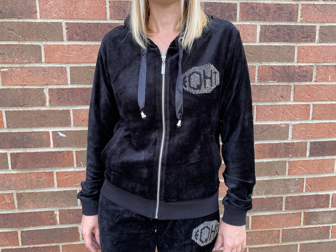 Luxurious Fashion Velour Black Tracksuit Velvet Set With - Etsy