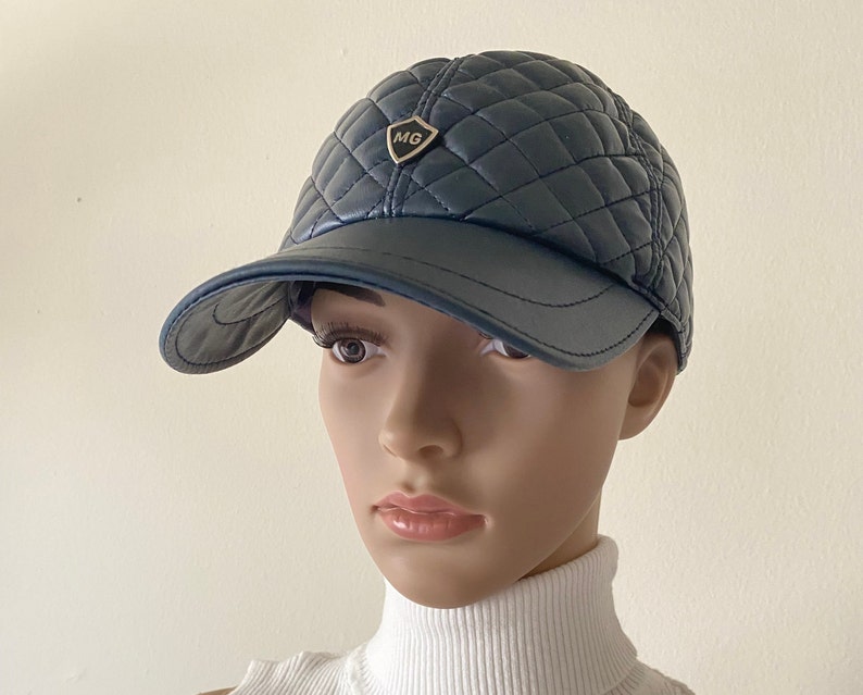 Gorgeous 100% Leather Real Dark Blue Baseball Cap Leather Unisex Hat ...