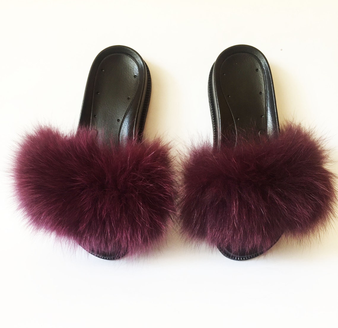 Genuine Fur Slippers Real Arctic Fox Fur Slippers Soft Fur Sandals ...