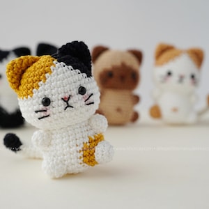 Pack of 6 Crochet Patterns Mini Cats (english, French), Crochet Animals ...