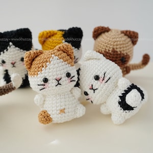 Pack of 6 Crochet Patterns Mini Cats (english, French), Crochet Animals ...