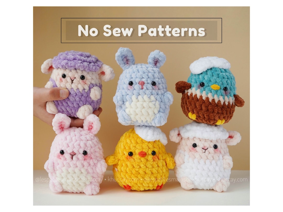 Easter Eggs NO SEW Crochet Pattern Bundle, Easter Bunny, Easter Chick, Easter Lamb, English ...