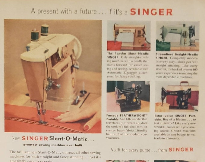 1957 SINGER SEWING CENTERS Sewing Machine Supplies Vintage Print Ad - Etsy