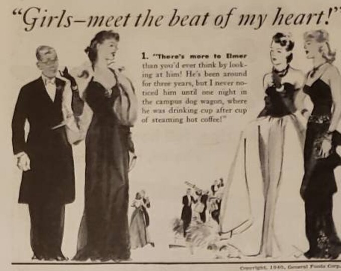 1940 SANKA COFFEE Beverage Drink Elmer Vintage Print Ad - Etsy