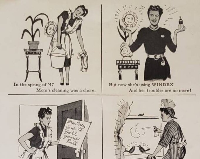 1948 WINDEX Glass Cleaner Brighter Windows House Cleaning Household ...