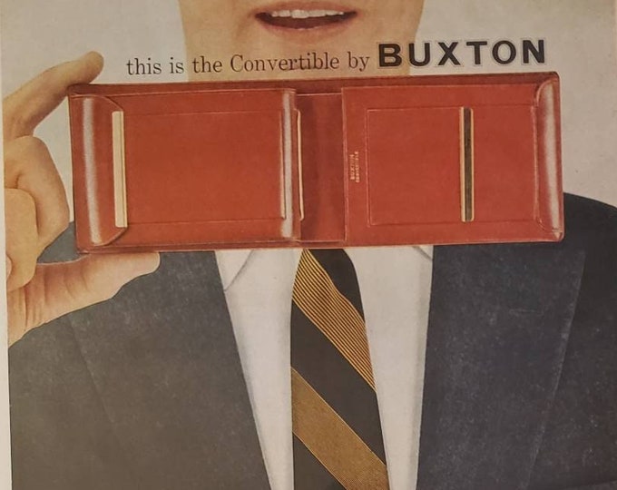 1956 BUXTON Convertible Mens Accessories Leather Billfold Coin Purse ...