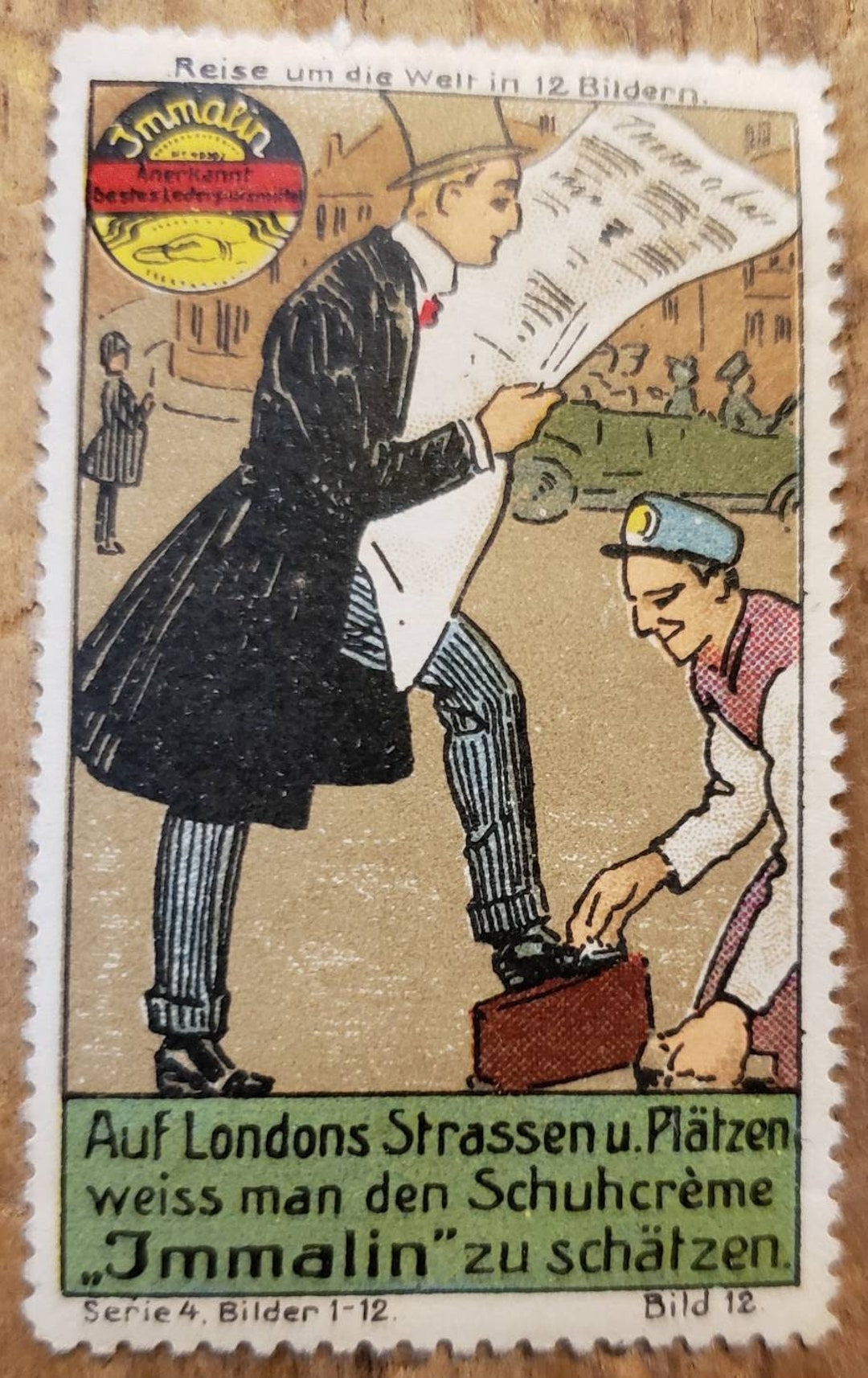 Vintage German Advertising Poster Stamp Germany Immalin Shoe Polish ...