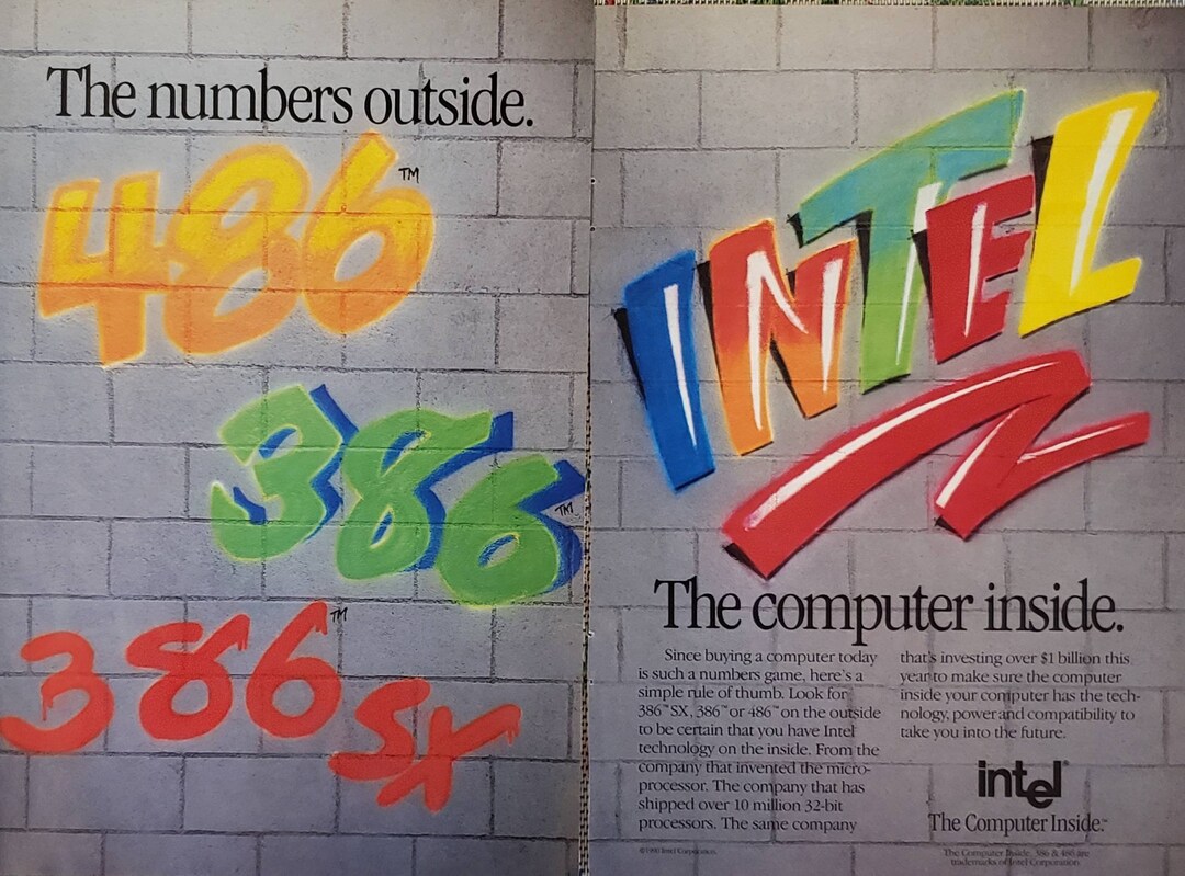 1991 INTEL Computer Technology Numbers 486 386 386X Processors 2 Page ...