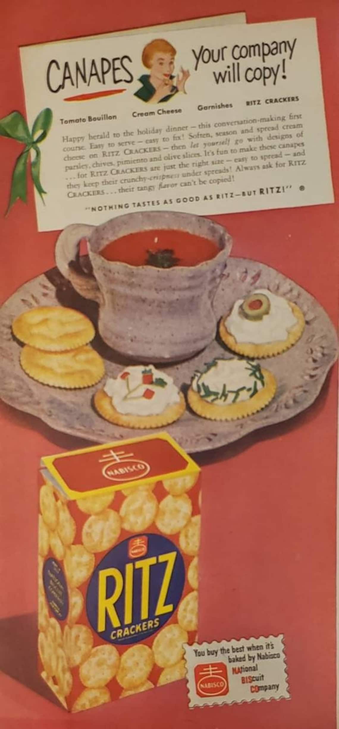 1950 Nabisco RITZ CRACKERS Canapés Appetizers Snack Food - Etsy