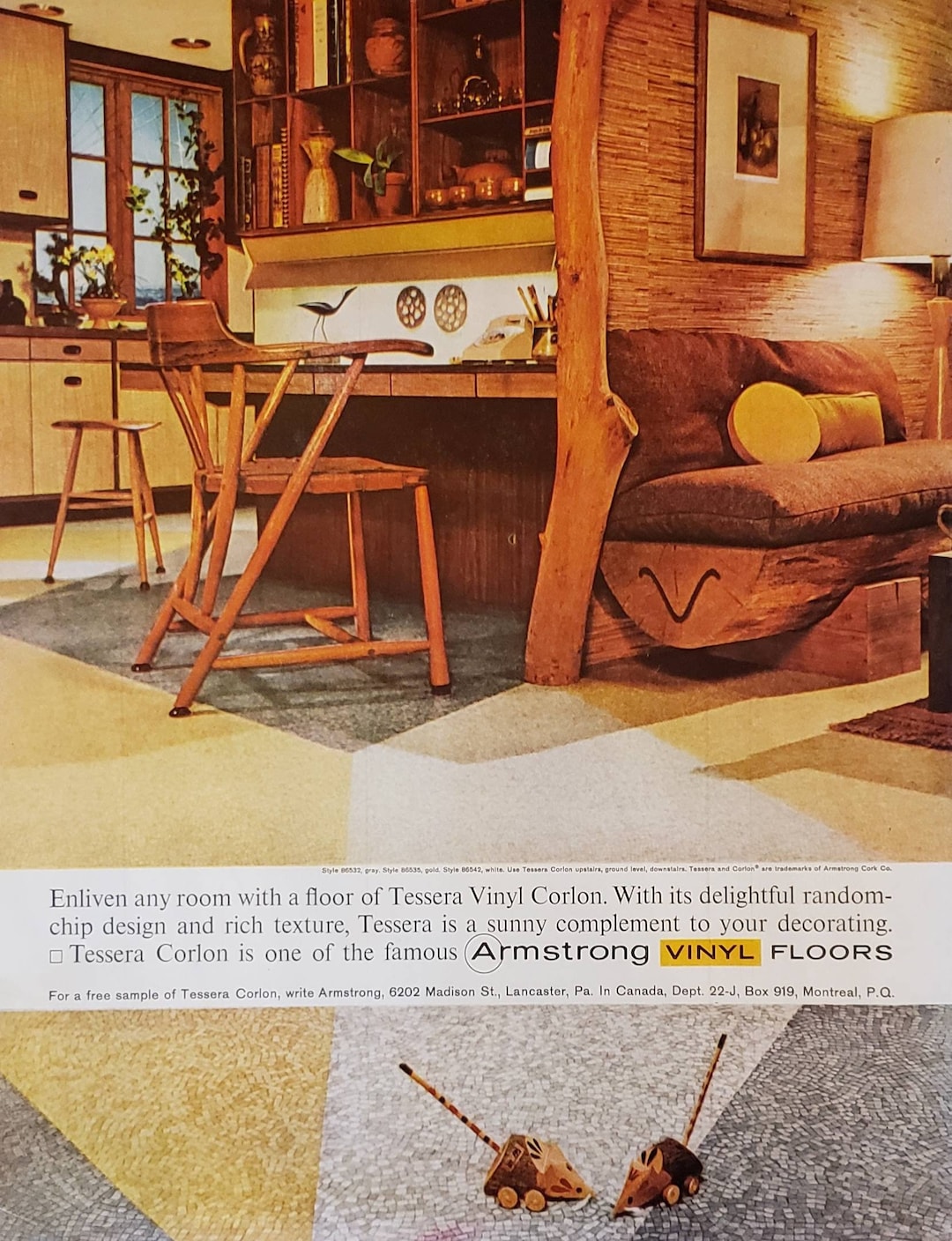 1962 ARMSTRONG Tessera Vinyl Corlon Floors Floor Flooring Mid-century ...