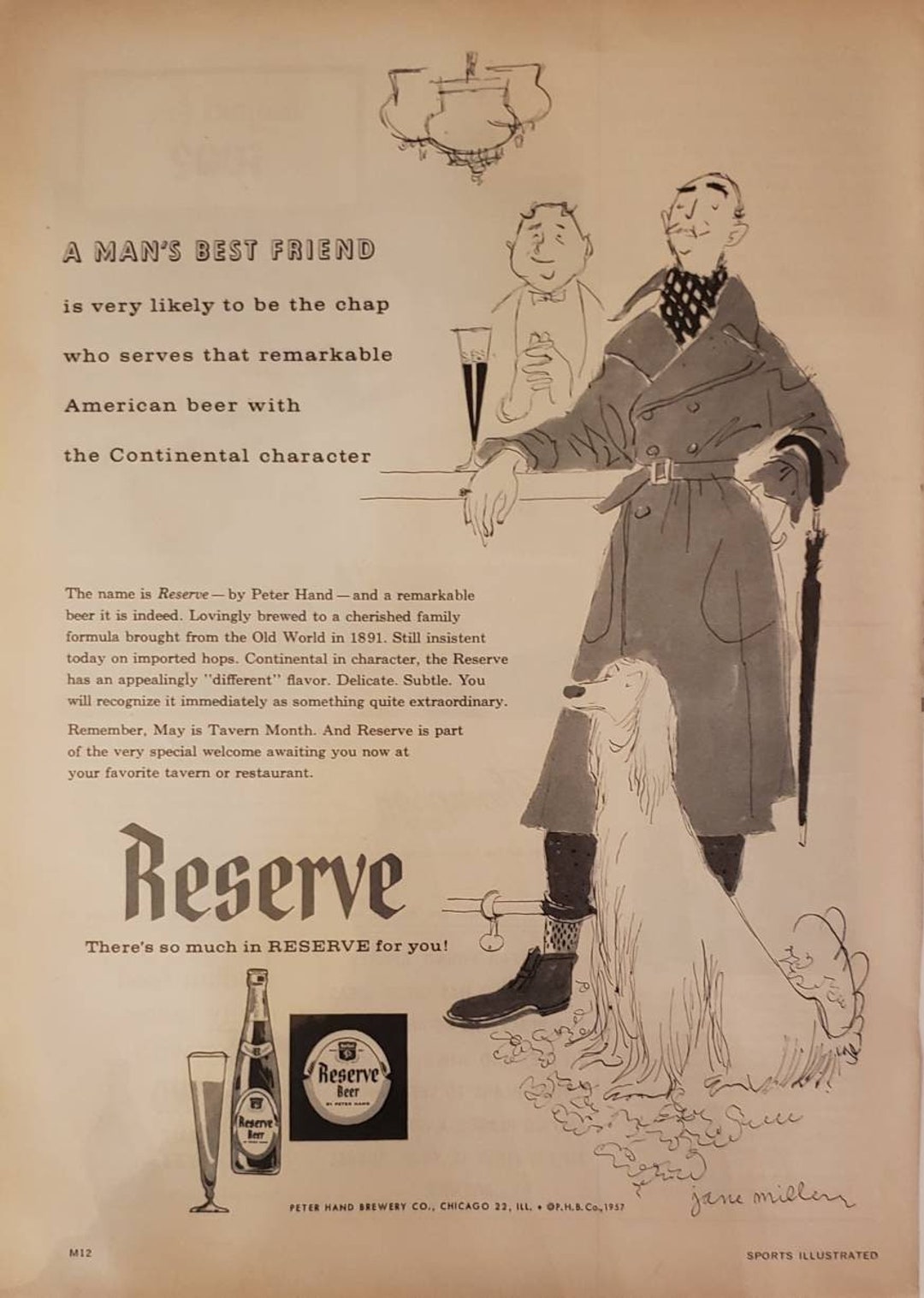 1957 RESERVE BIER Peter Hand Brauerei Chicago Alkohol Schnaps Jane ...