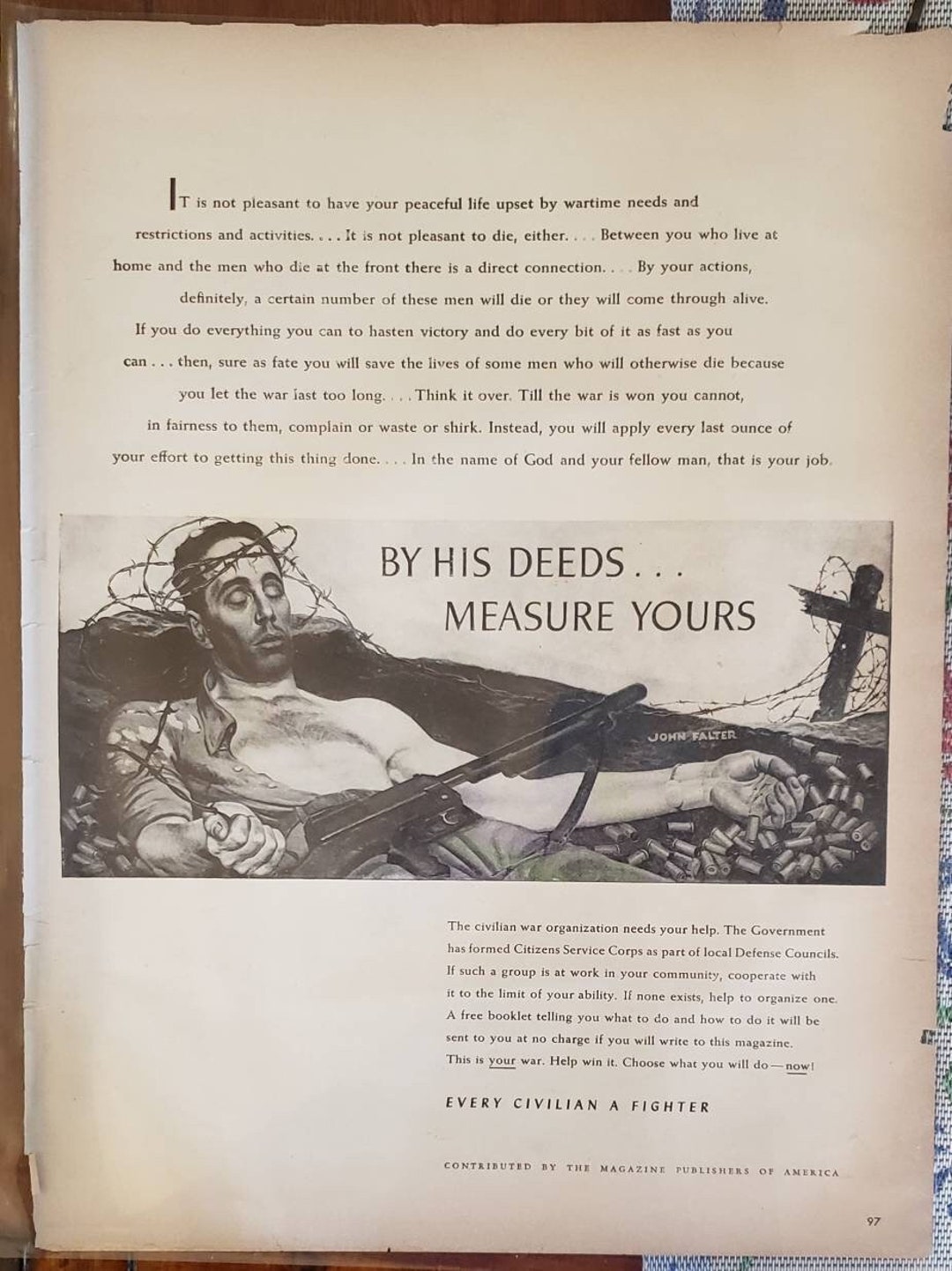 1943 CITIZENS SERVICE CORPS Defense Council World War 2 Citizen Effort ...