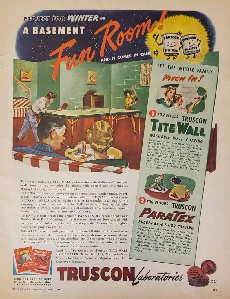 1946 TRUSCON LABORATORIES Tite Wall Coating Paratex Rubber Base Floor ...