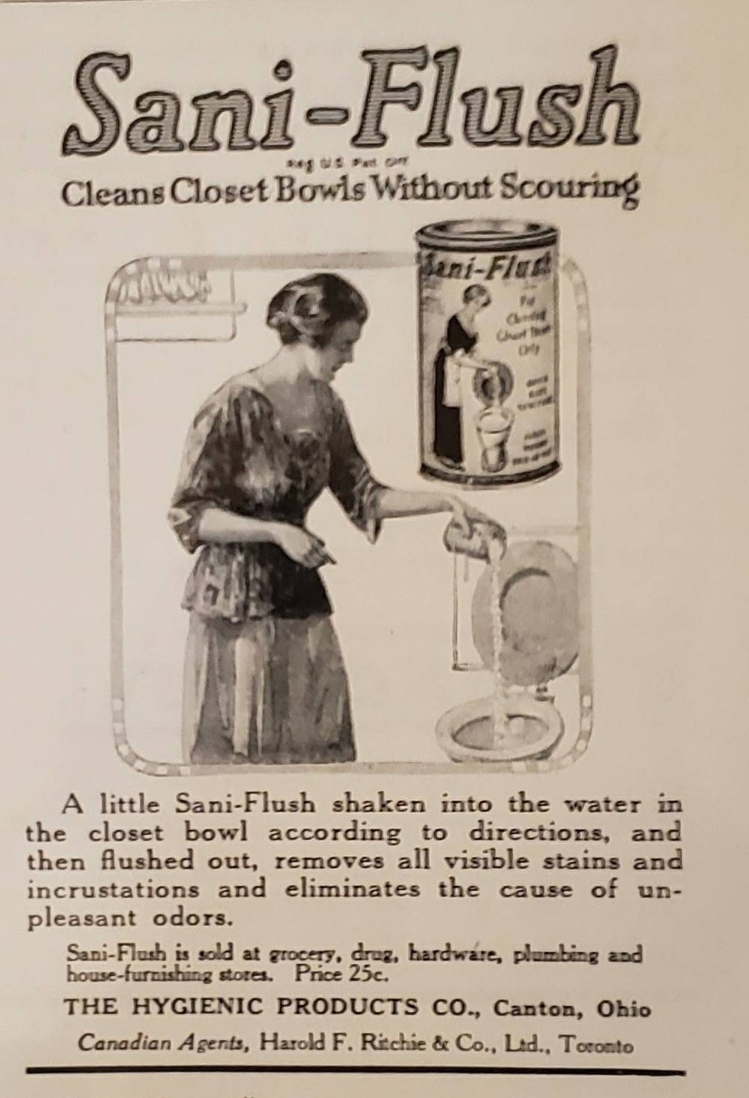 1922 SANI FLUSH Toilet Bowl Bathroom Cleaning Household No Scouring ...