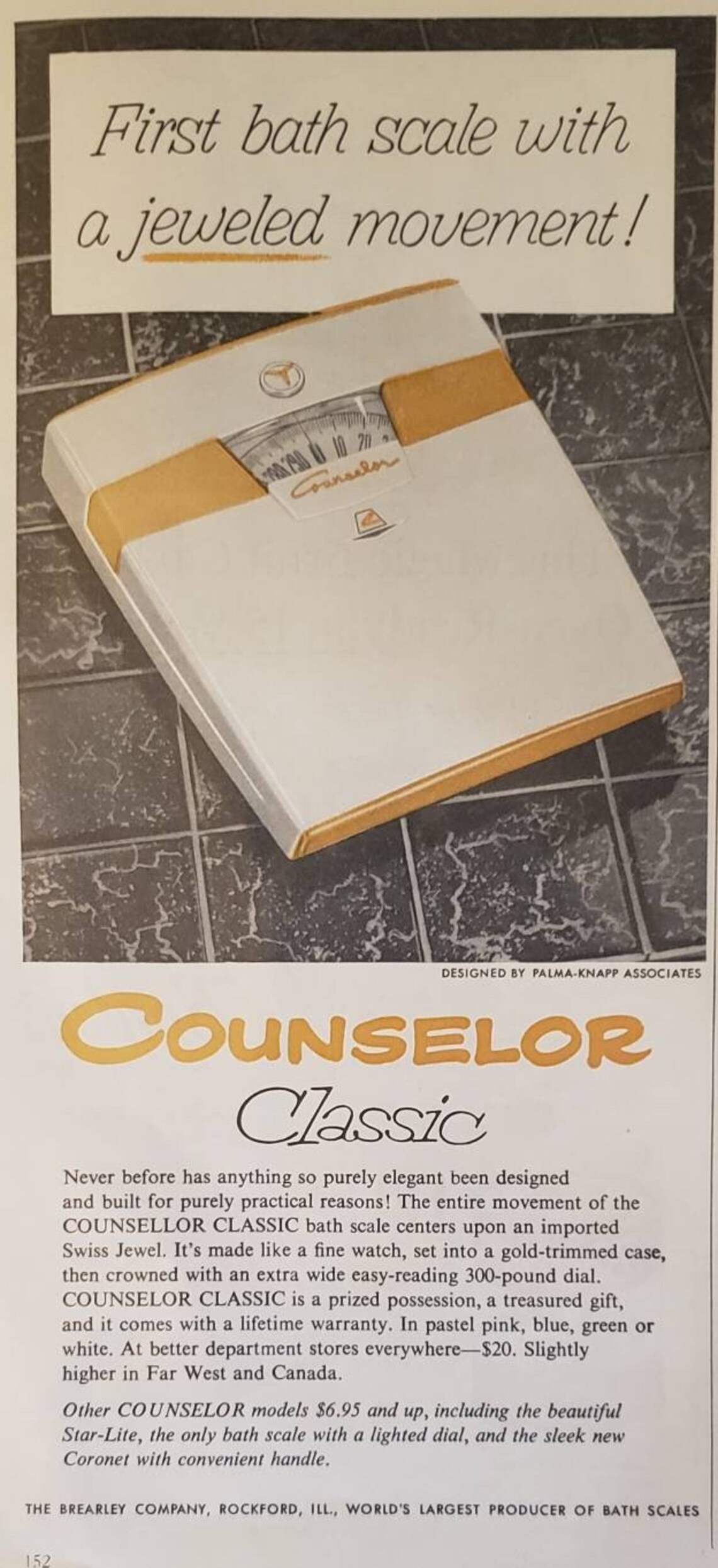 1957 COUNSELOR CLASSIC Bath Scale Weight Control Brearley - Etsy