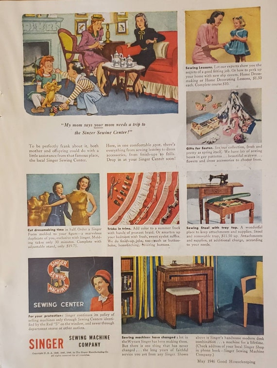 1946 SINGER Sewing Machine Center Dressmaking Sew Trims Stool | Etsy