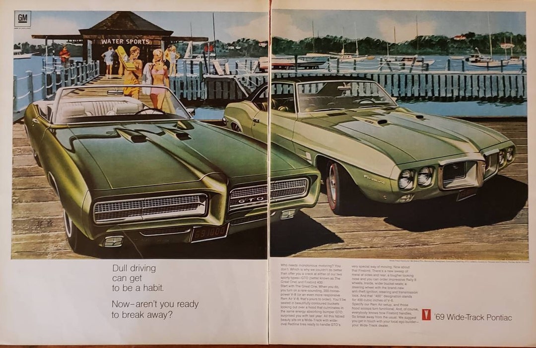 1969 Wide Track PONTIAC Firebird GTO Convertible Car General Motors GM ...