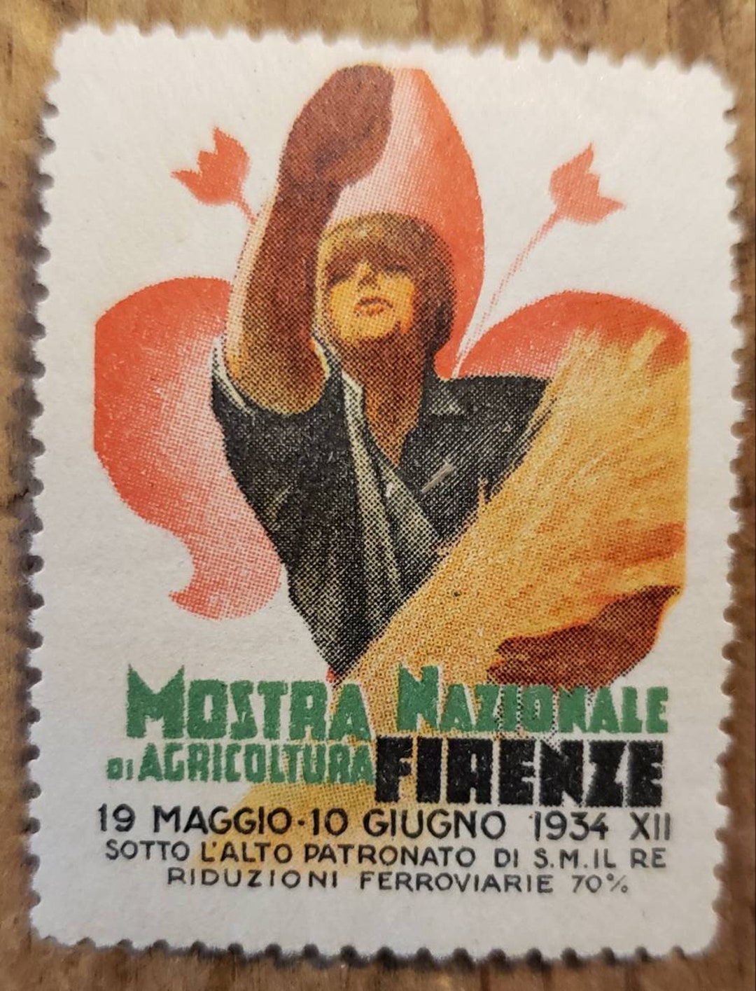 1934 Vintage Italian Advertising Poster Stamp Firenze Italy Florence ...