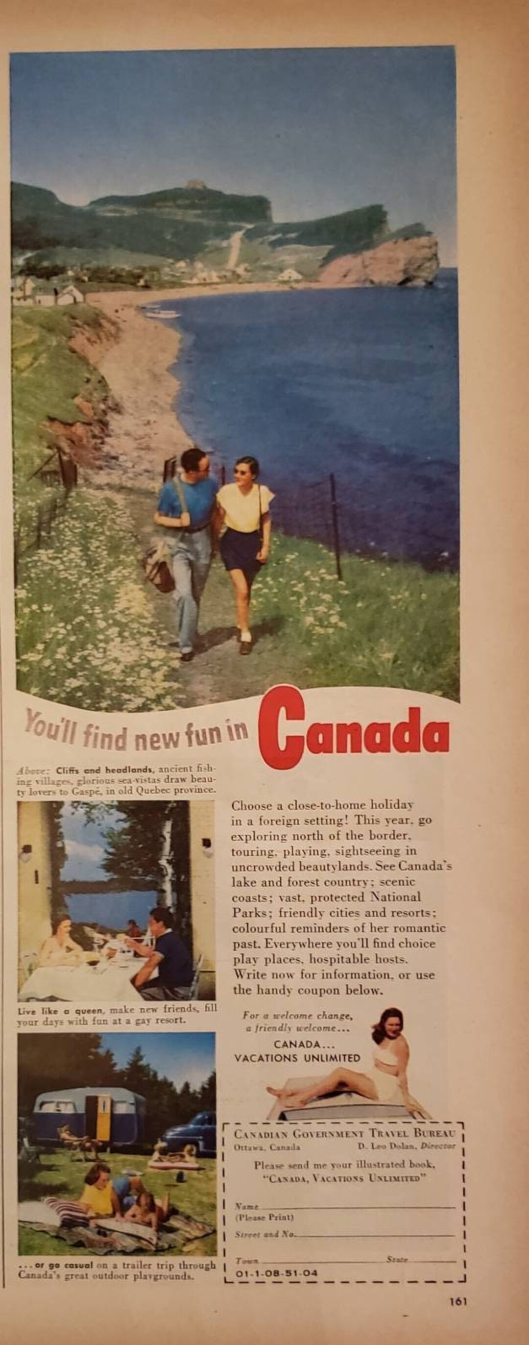 1951 CANADA VACATIONS UNLIMITED Canadian Government Travel Bureau ...