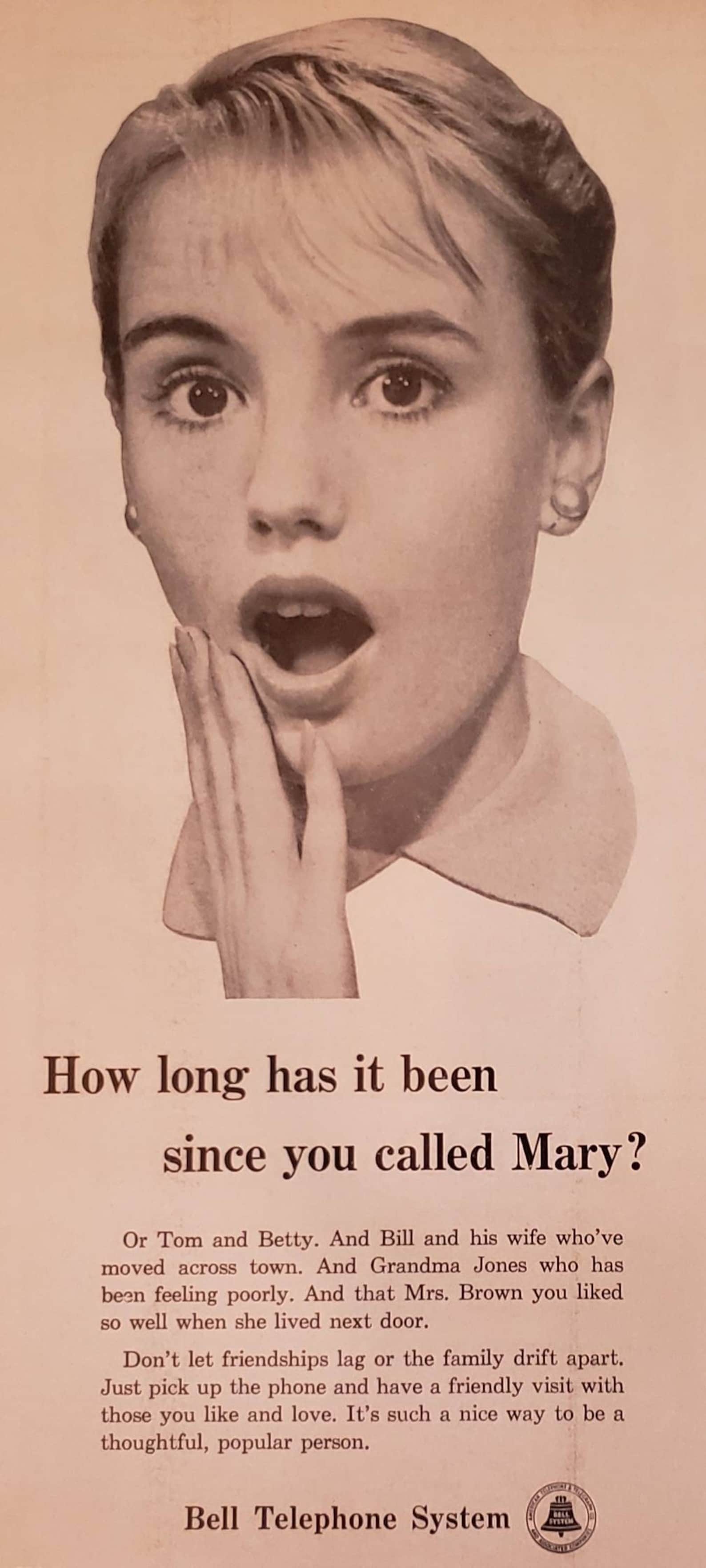 1959 BELL TELEPHONE SYSTEM Phone Call Mary Telecommunications Vintage ...