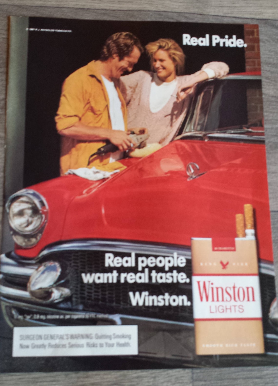 1988 Winston Lights Cigarettes Vintage Ad Retro Red Car - Etsy