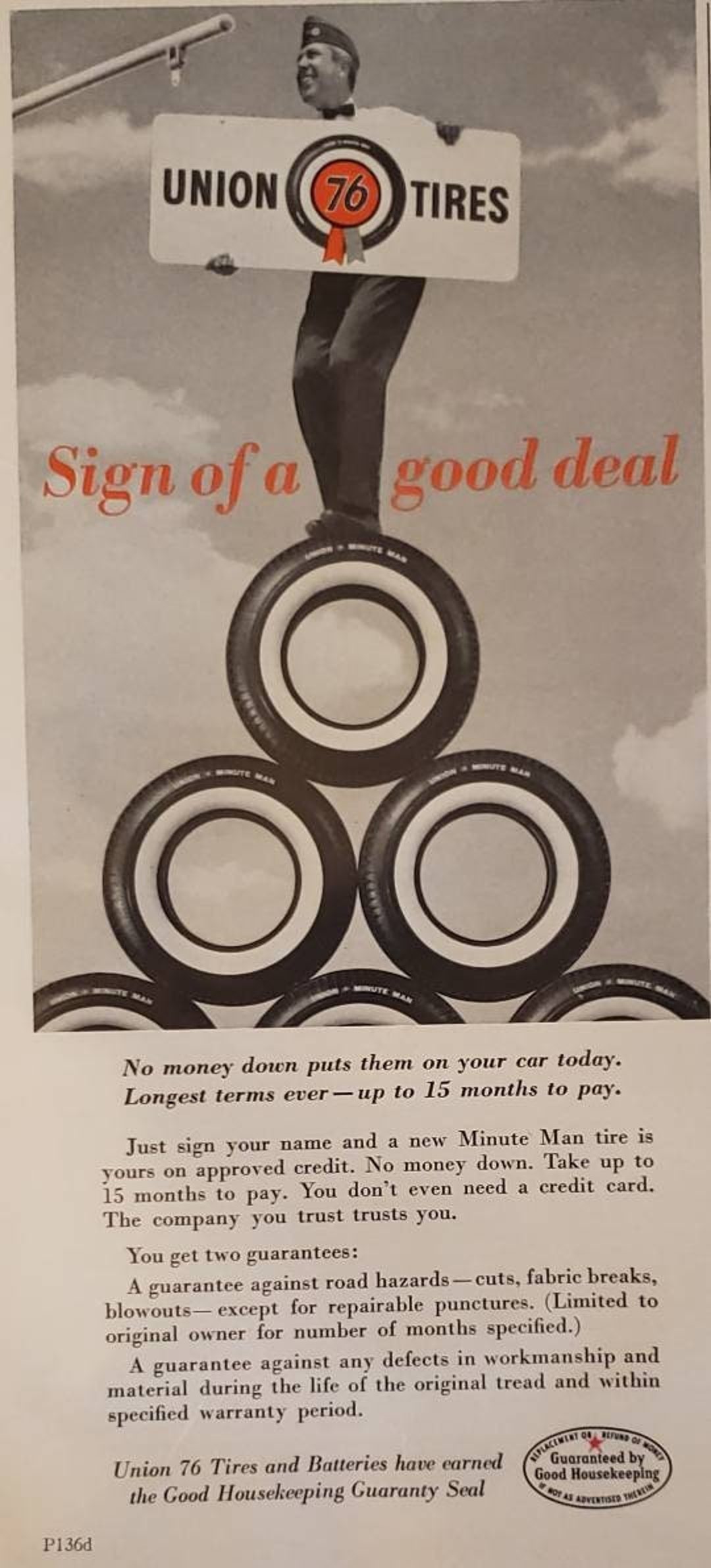 1961 UNION 76 TIRES Minute Man Car Tire Vintage Print Ad - Etsy