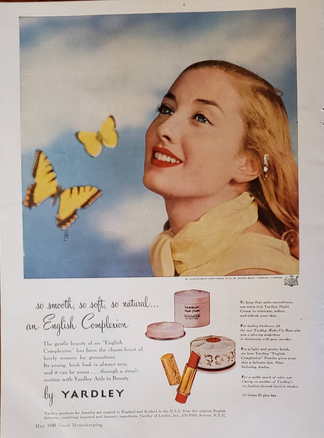 1948 YARDLEY English Complexion Cosmetics Beauty Vintage Print Ad - Etsy