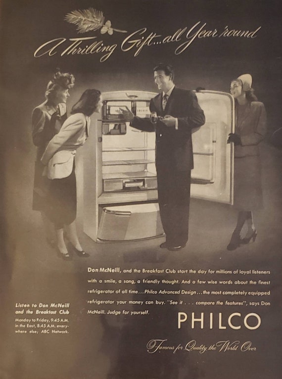 1947 PHILCO Advanced Design Refrigerator Kitchen Appliance Don - Etsy