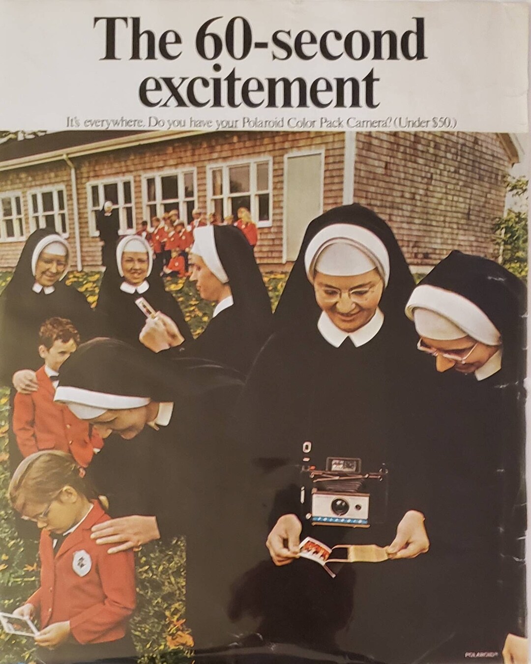 1968 POLAROID Color Pack Camera 60 Second Excitement Catholic School ...