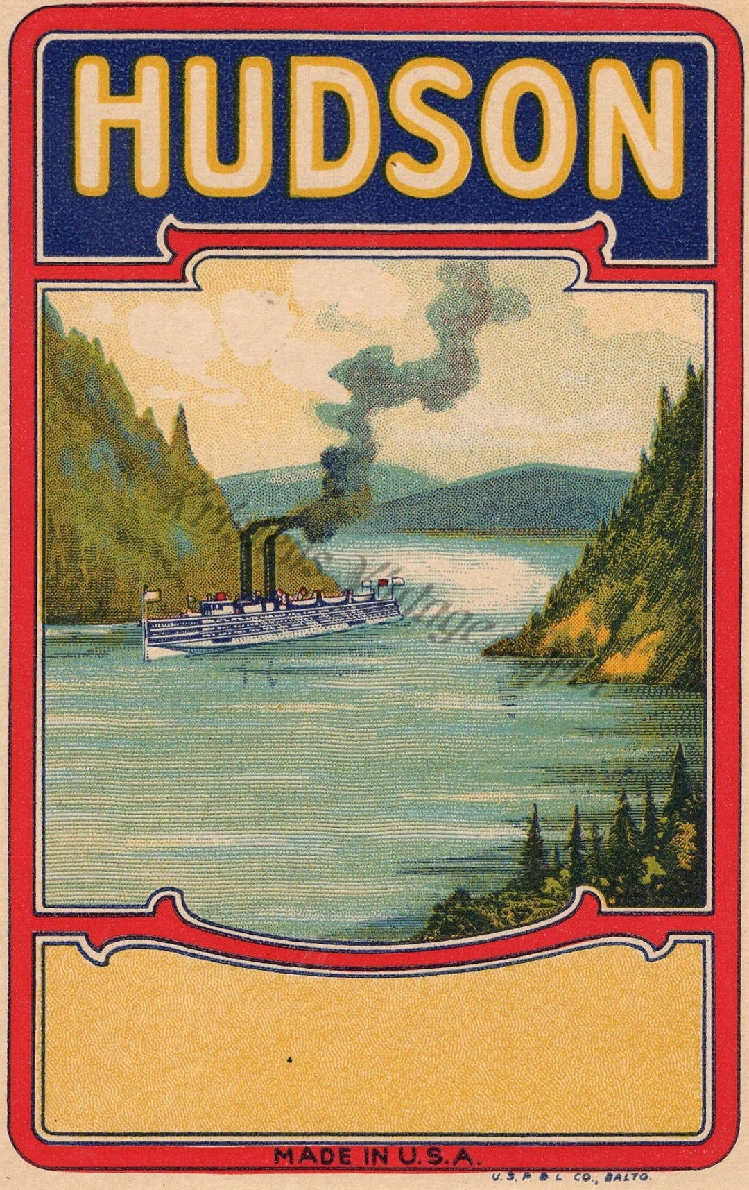 Instant Digital Download HUDSON LABEL River New York Vintage Digital ...