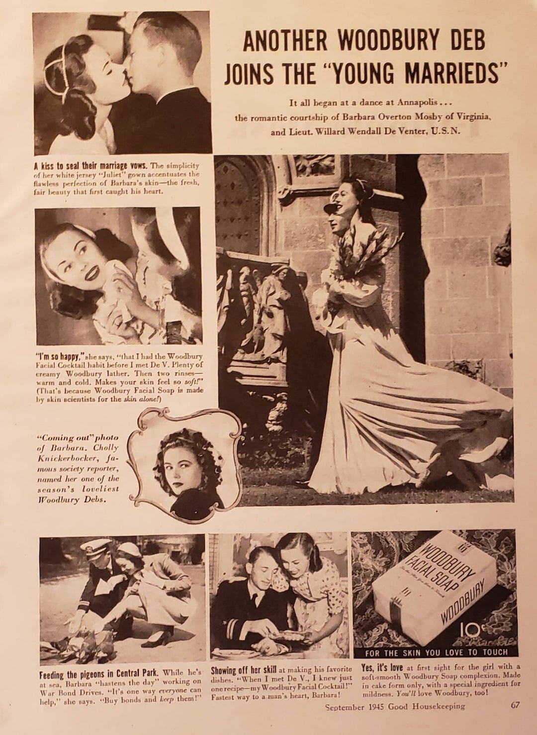 1945 WOODBURY FACIAL SOAP Complexion Skin Beauty Young Marrieds Barbara ...