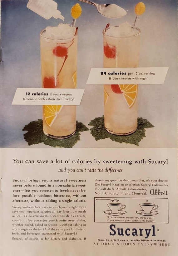 1956 SUCARYL Non-caloric Sweetener Abbott Laboratories - Etsy