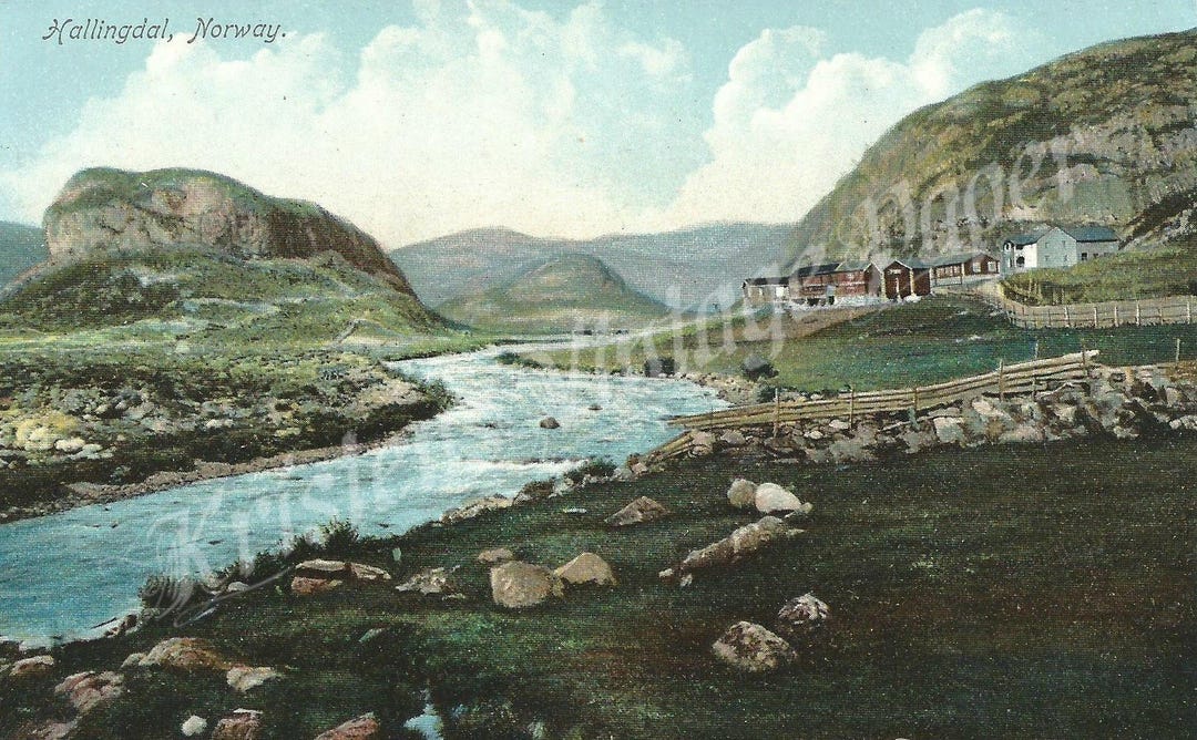 INSTANT DOWNLOAD - Hallingdal - Norway - Vintage Post Card - Digital ...