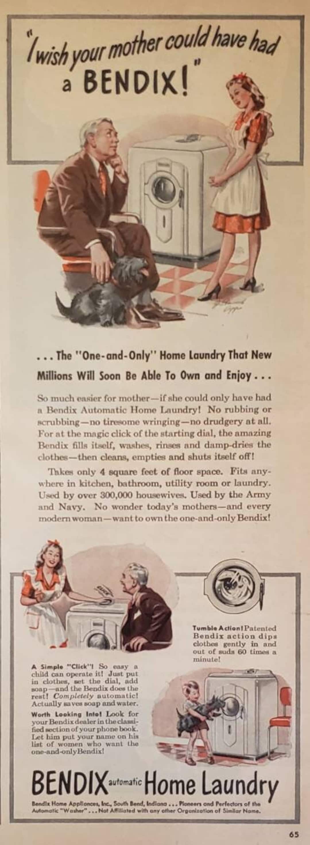 1944 BENDIX Automatic Home Laundry Washer Washing Machine Appliance ...