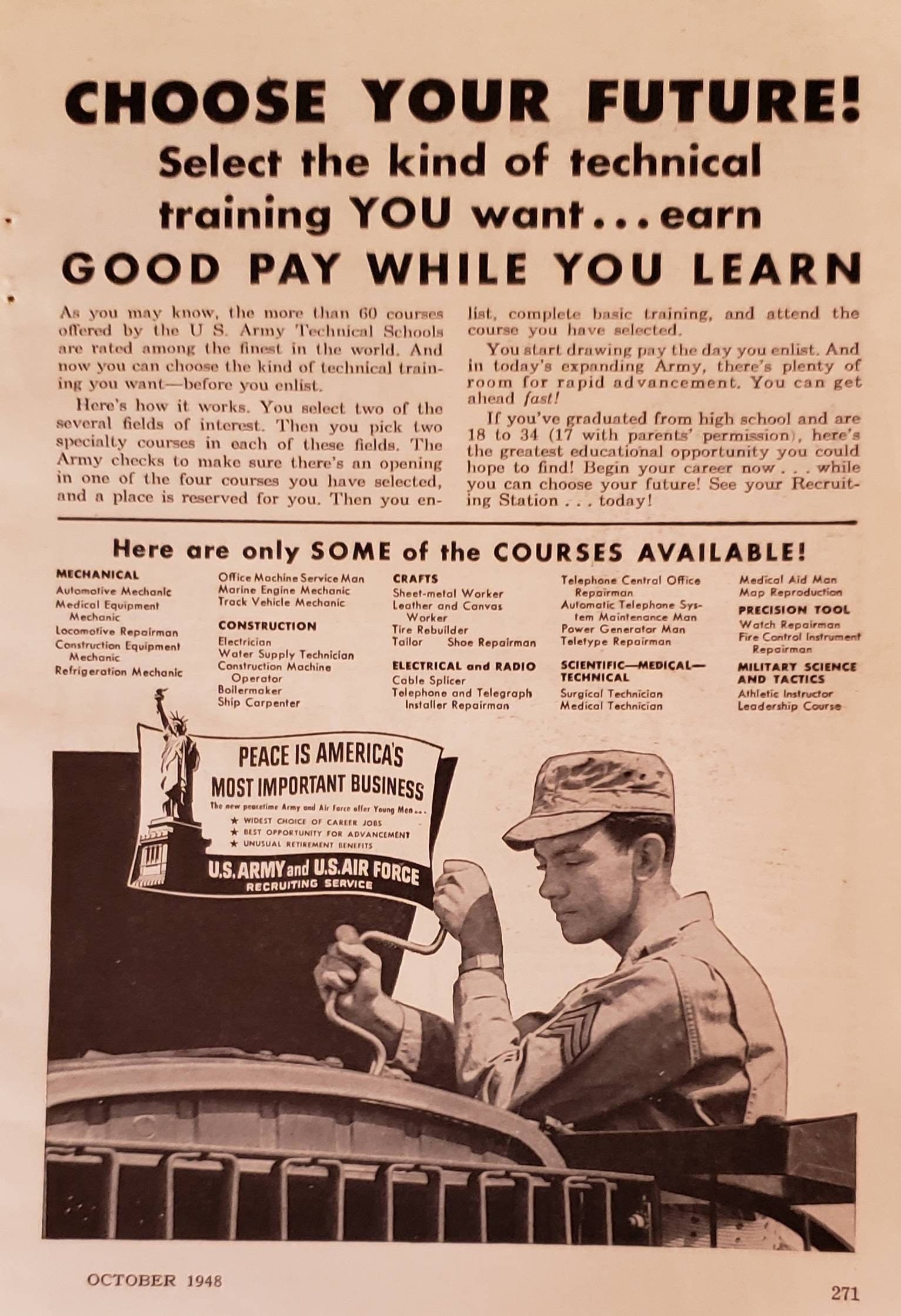 1948 US ARMY Military Recruiting Technical Training Men Future - Etsy