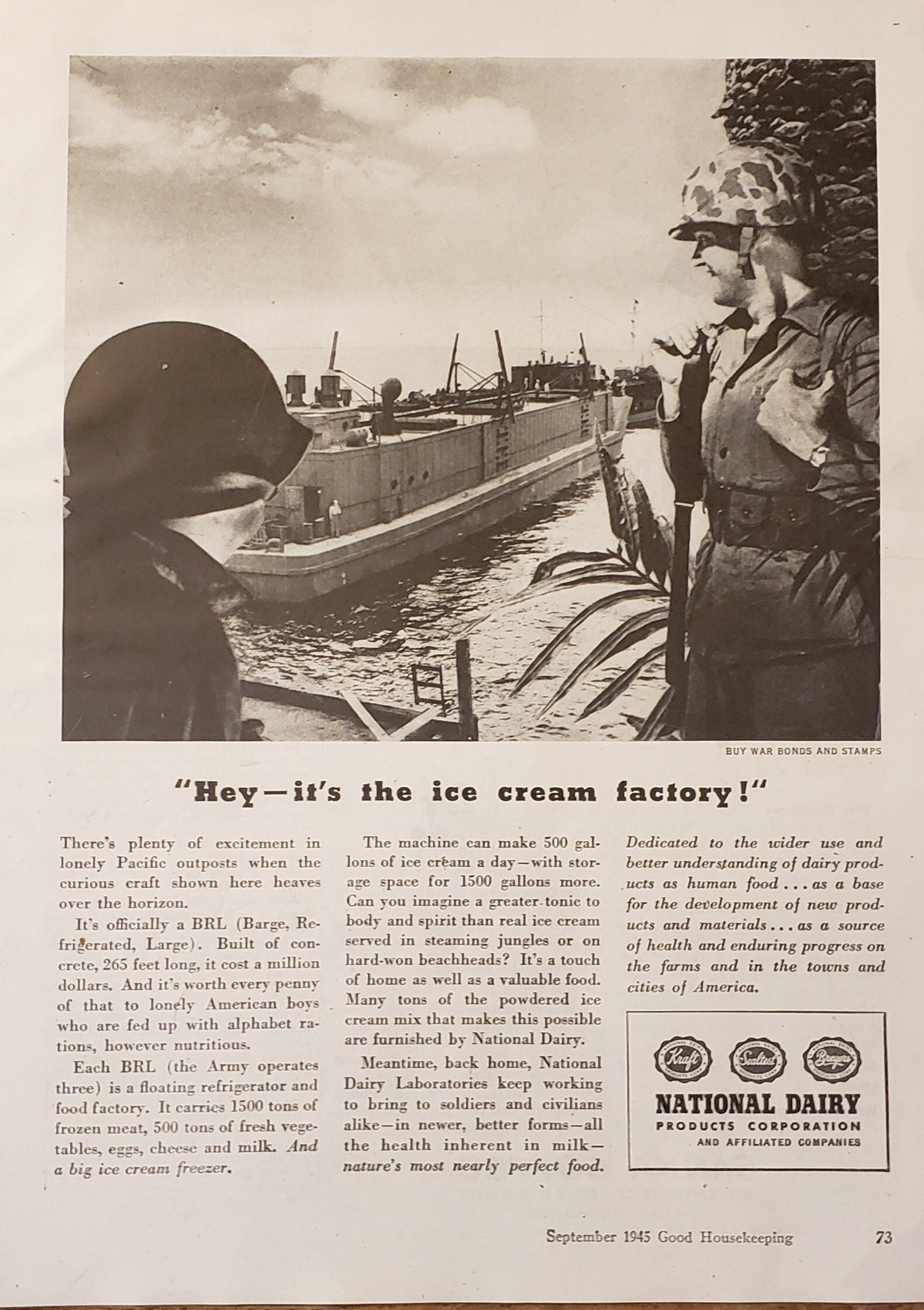 1945 NATIONAL DAIRY PRODUCTS Ice Cream Factory Barge Soldiers - Etsy