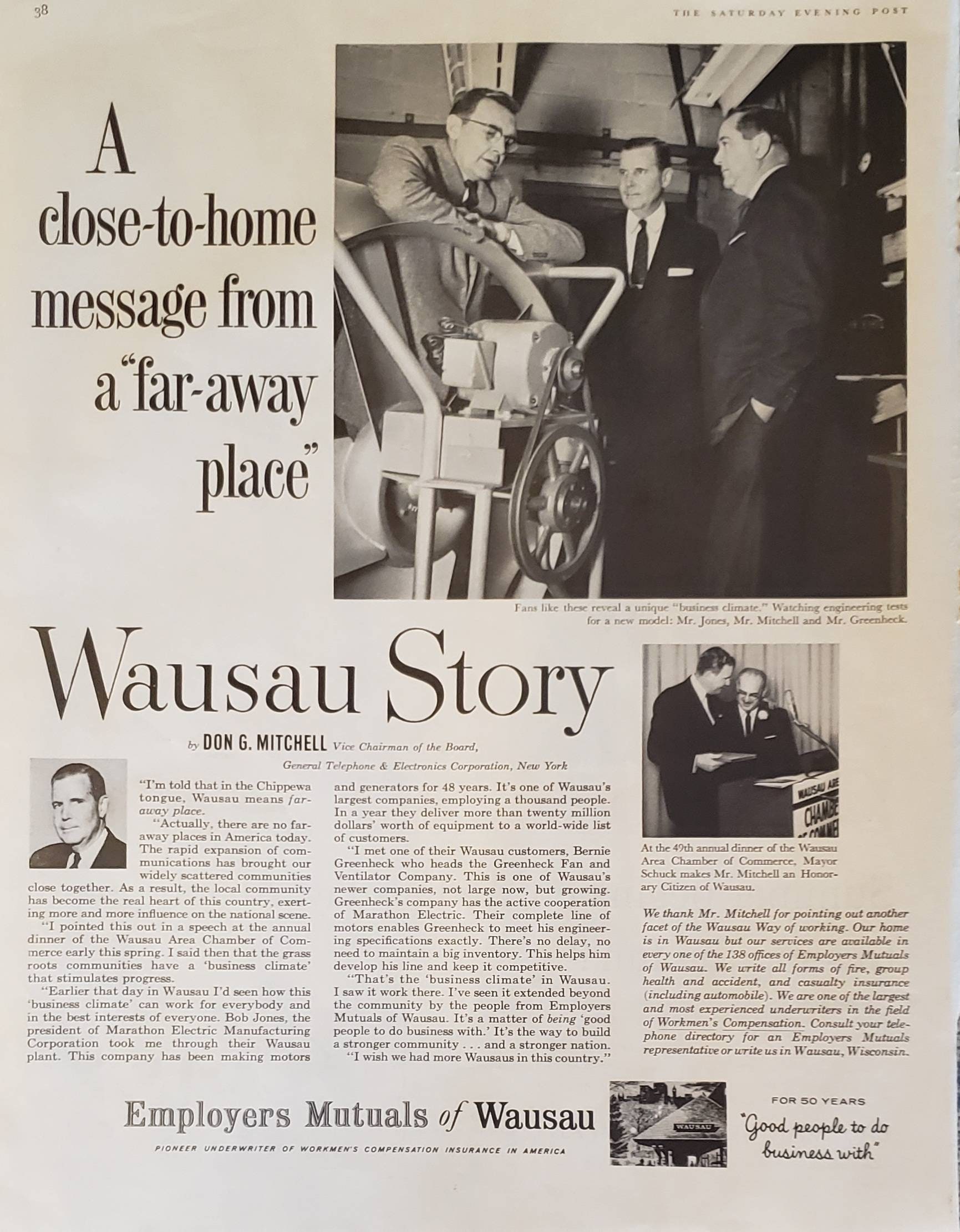 1961 Employers Mutuals of Wausau Story Insurance Company Don G Mitchell ...