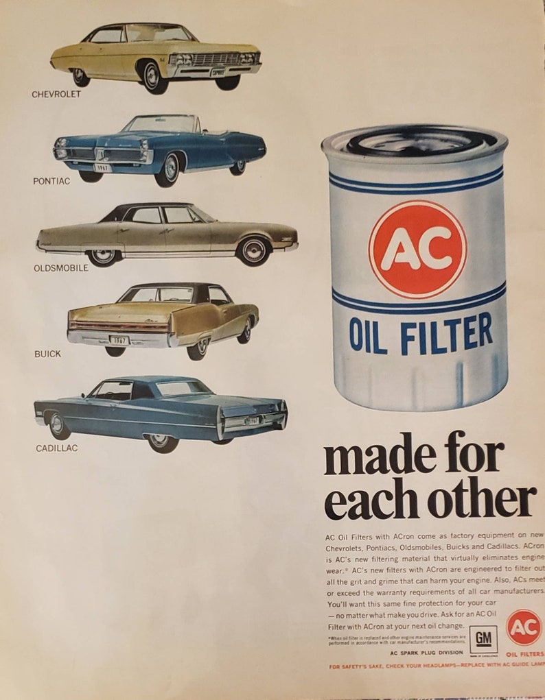1967 AC OIL FILTERS Acron Automotive Chevrolet Pontiac Oldsmobile Buick ...