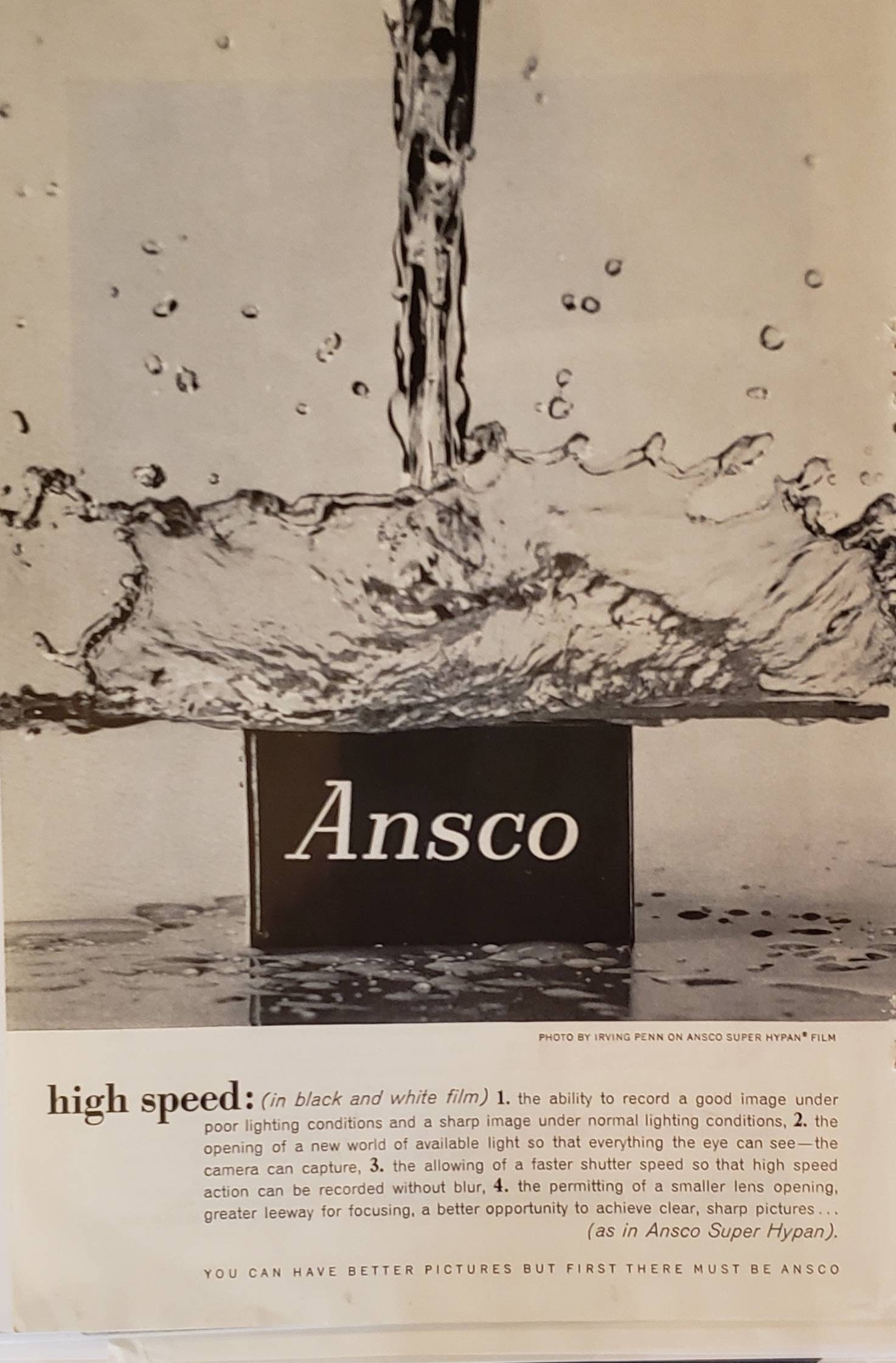 1961 ANSCO Super Hypan Black and White Film Photography Water Vintage ...