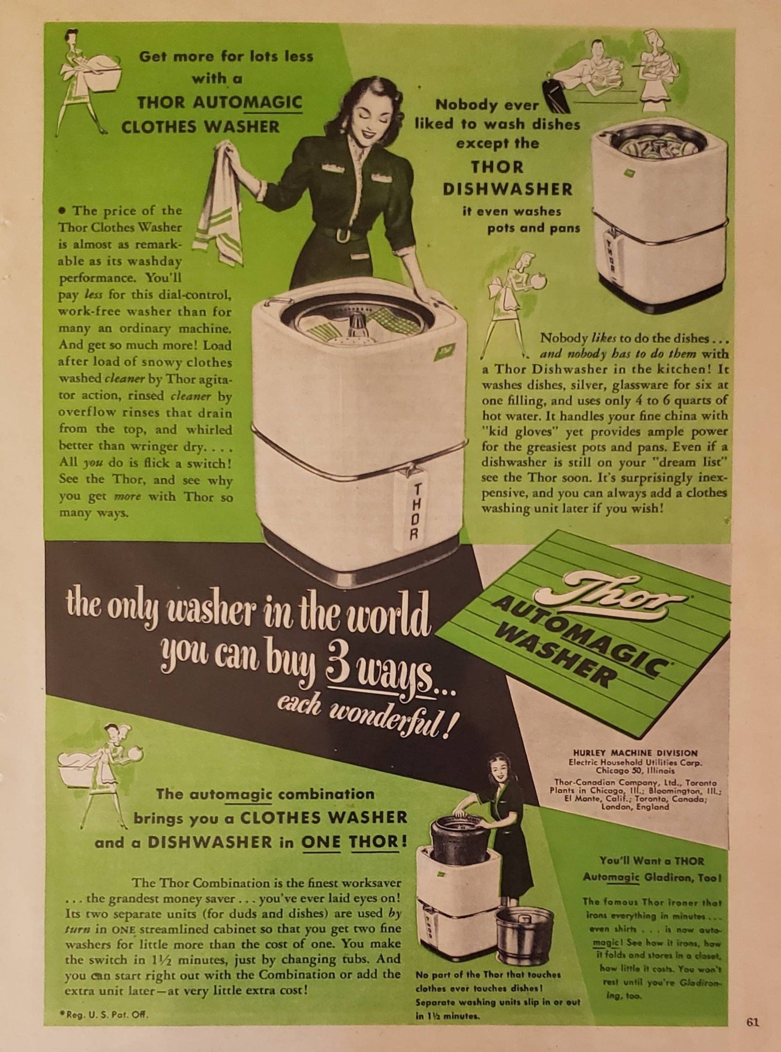1947 THOR AUTOMAGIC WASHER Clothes Washing Machine Laundry - Etsy
