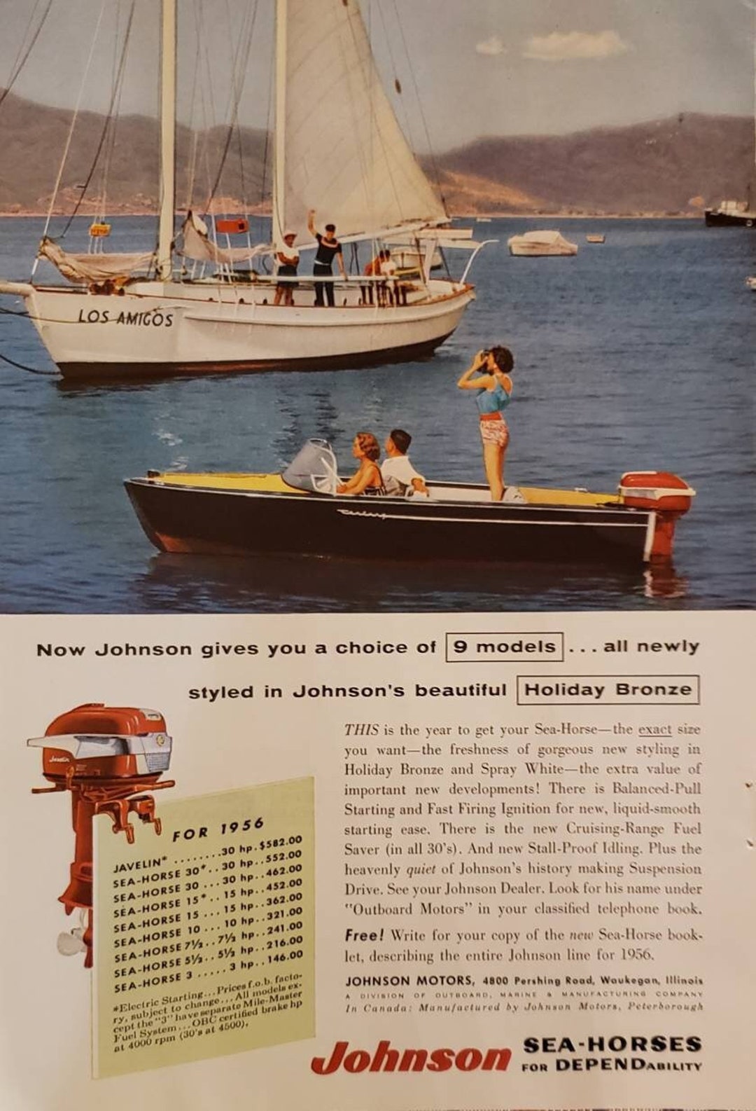1956 JOHNSON Sea Horse Outboard Boat Motor METROPOLITAN LIFE Insurance ...
