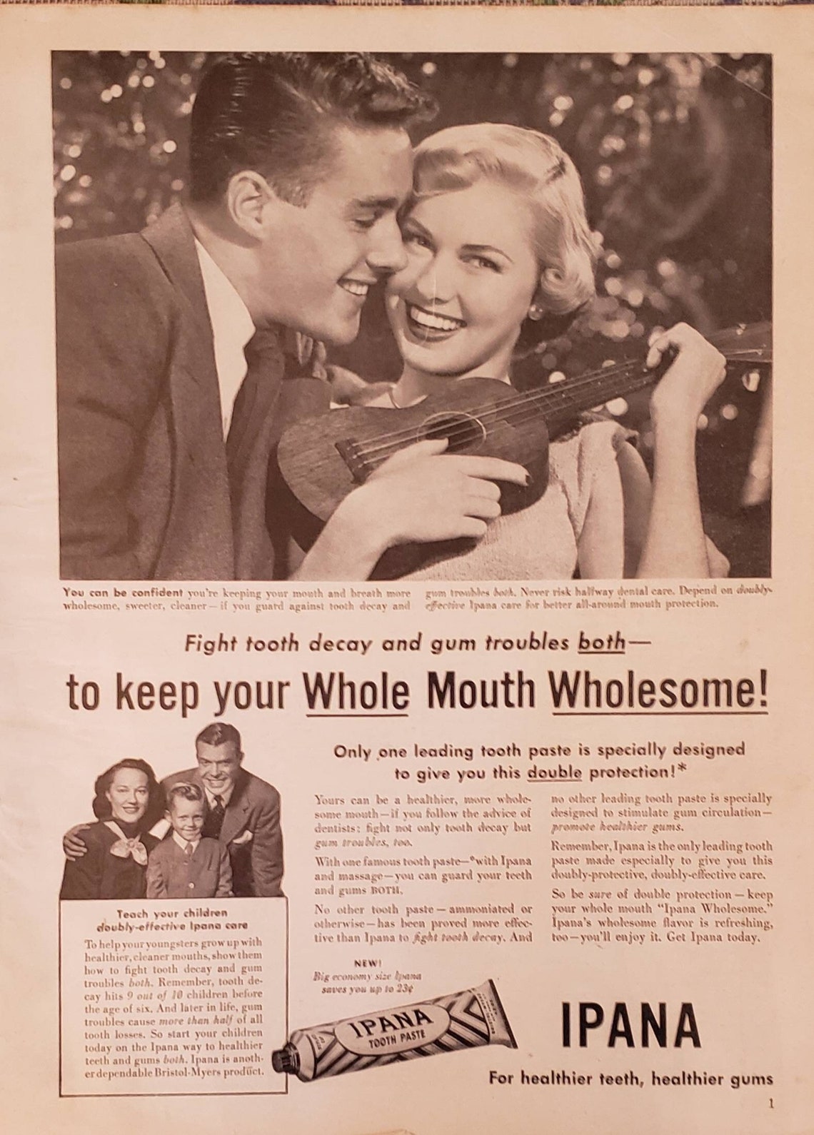 1950 IPANA Toothpaste Teeth Dental Health Vintage Print Ad - Etsy