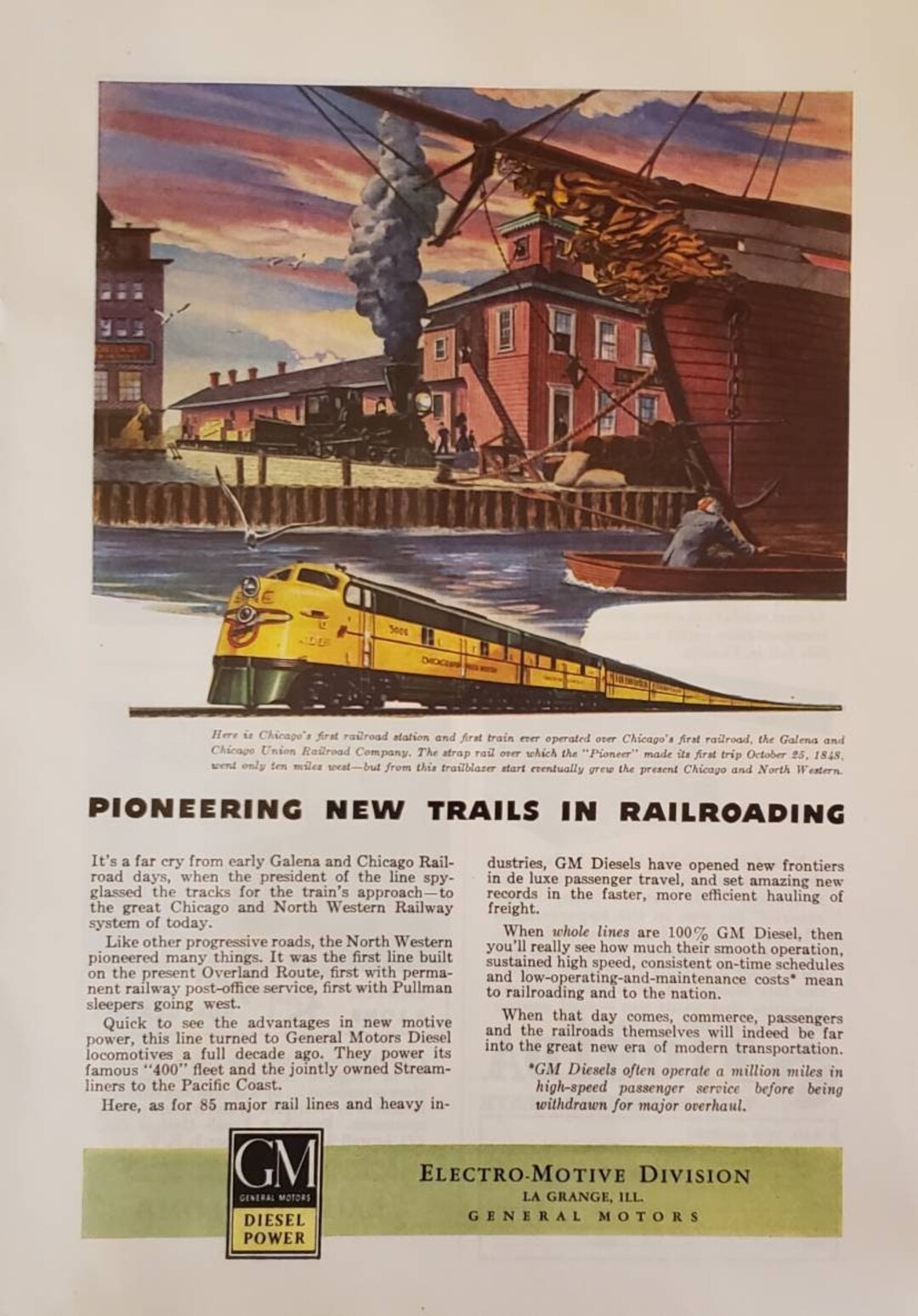 1946 General Motors GM Electro-motive Division Diesel Locomotives Train Chicago First Railroad ...