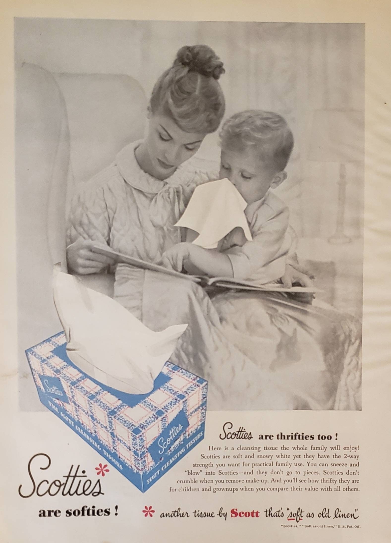 1950 SCOTTIES Scott Cleansing Tissues Vintage Print Ad - Etsy